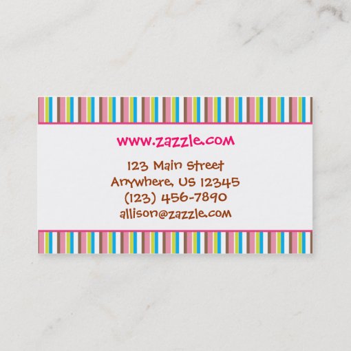 Striped Cupcake Calling Business Card | Zazzle