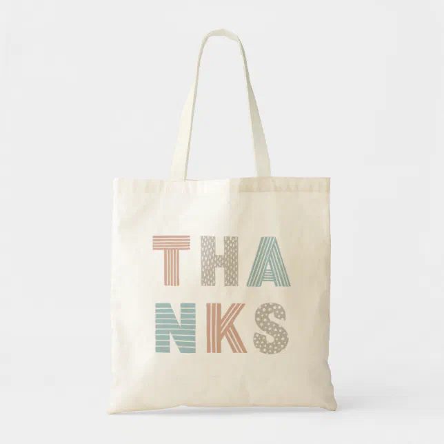 Striped & Dotted Typography | Minimalist Thank You Tote Bag | Zazzle