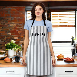Striped Gray Uff Da All-Over Print Apron | Zazzle
