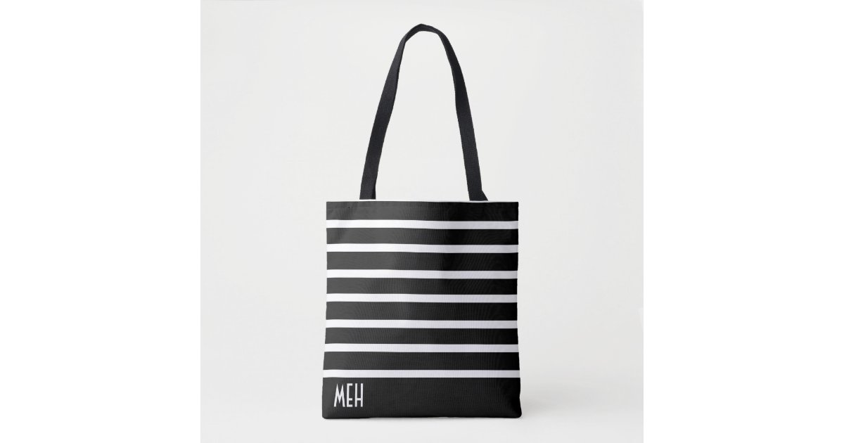 Striped Minor Monogram Tote Bag | Zazzle
