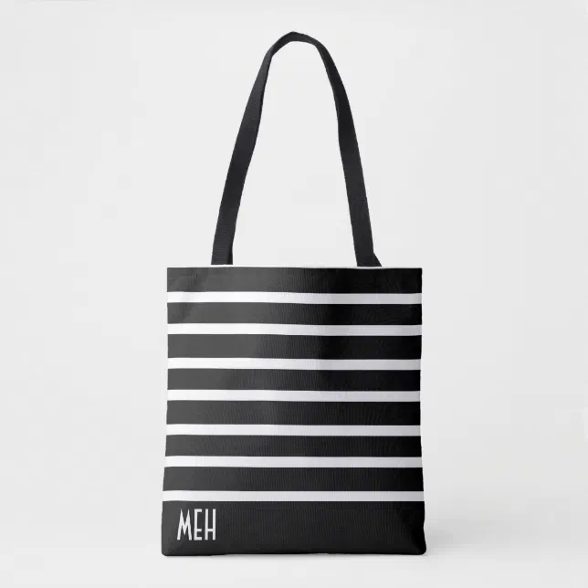 Striped Minor Monogram Tote Bag | Zazzle