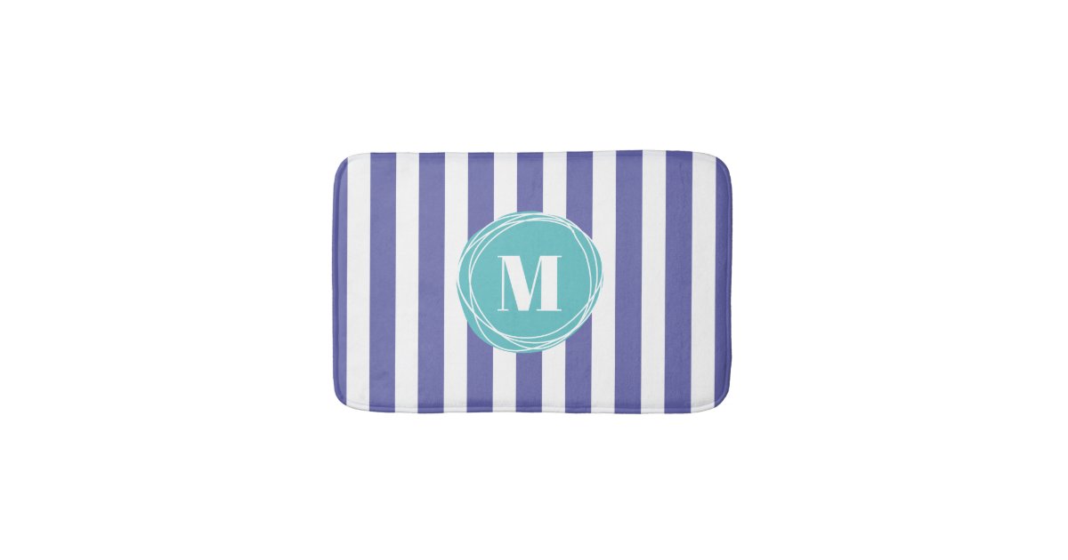 Striped Monogram Bath Mat | Zazzle