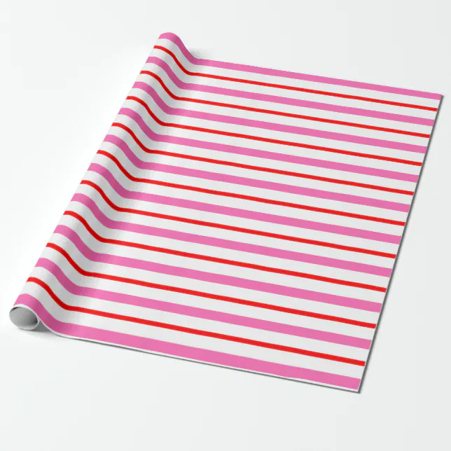 Striped Pink and Red Wrapping Paper | Zazzle