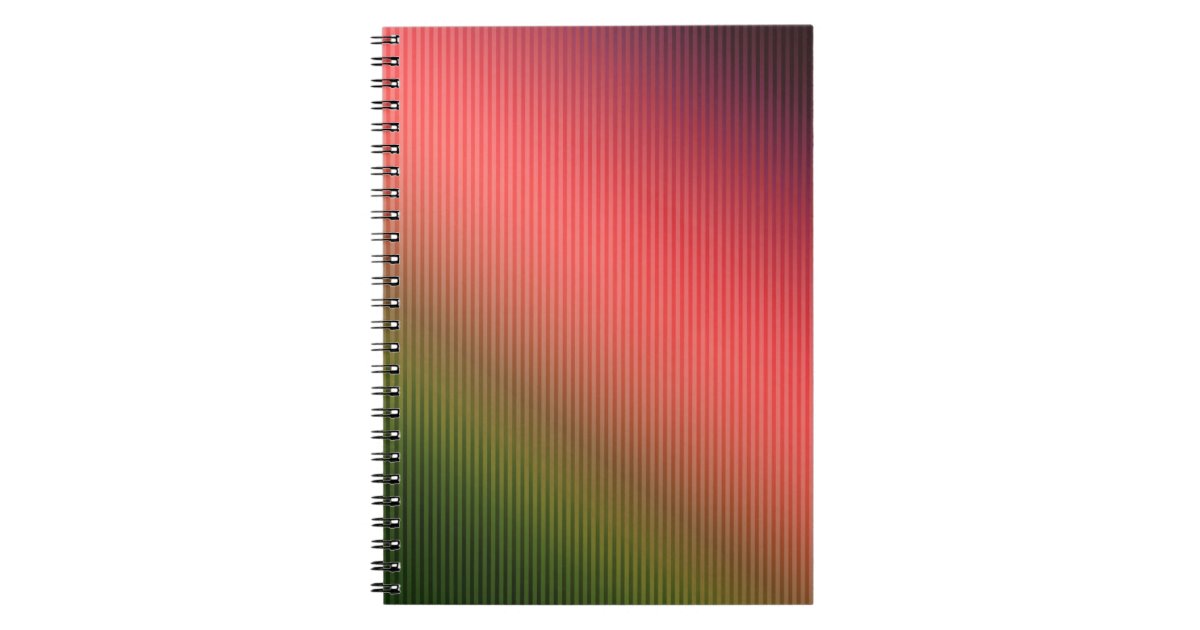 Striped, red , green , gradient notebook | Zazzle