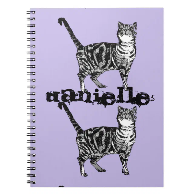 Striped Tabby Cat cute Girls name Notebook | Zazzle