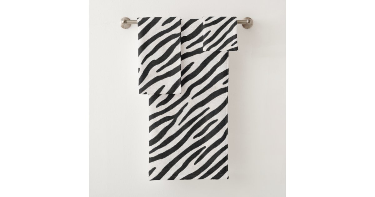 Striped Zebra Fur Realistic Exotic Animal Print Bath Towel Set | Zazzle
