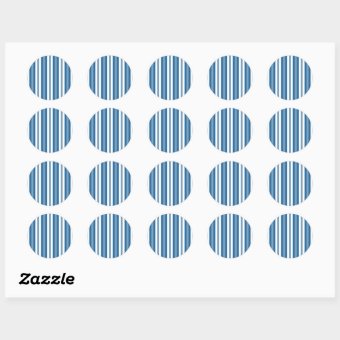 Stripes Background Blue and White Classic Round Sticker | Zazzle