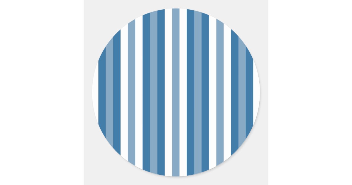 Stripes Background Blue and White Classic Round Sticker | Zazzle