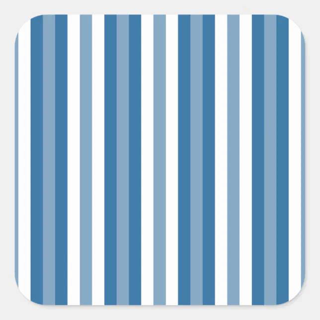 Stripes Background Blue and White Square Sticker | Zazzle