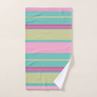 Stripes Blu Aqua, Raspberry, Lime, Pink Bath Towel Set | Zazzle