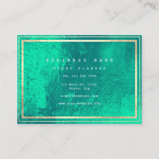 Stripes Framed Emerald Green Gold Metallic Glass Business Card | Zazzle