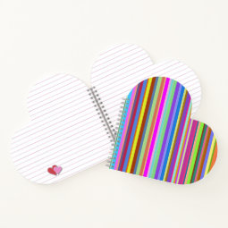 Stripes of Various Colors Heart Shaped Notebook | Zazzle