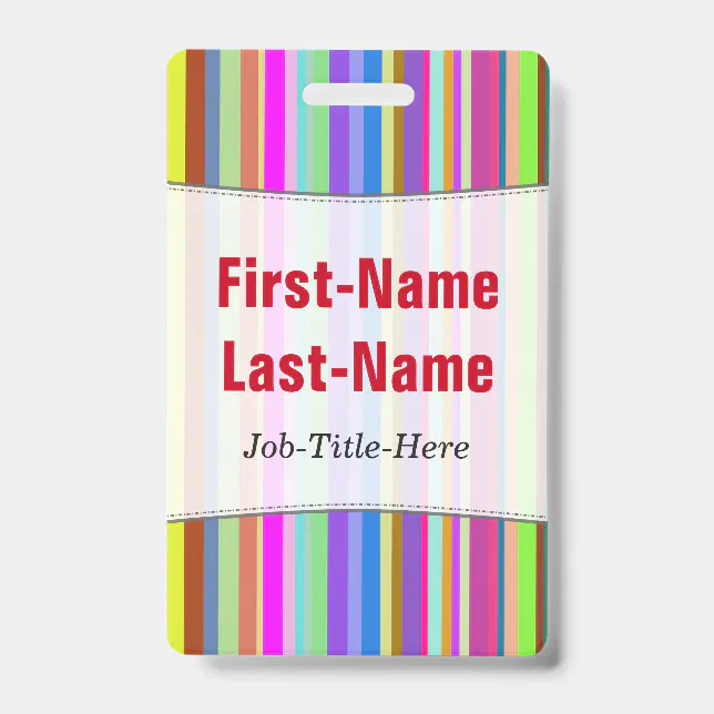 Stripes of Various Colors; Personalized Name Badge | Zazzle