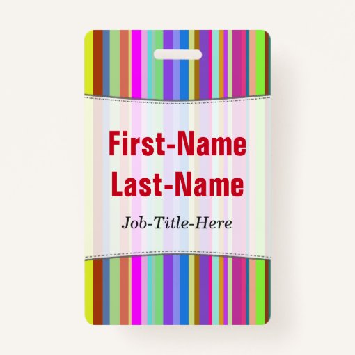 Stripes of Various Colors; Personalized Name Badge | Zazzle