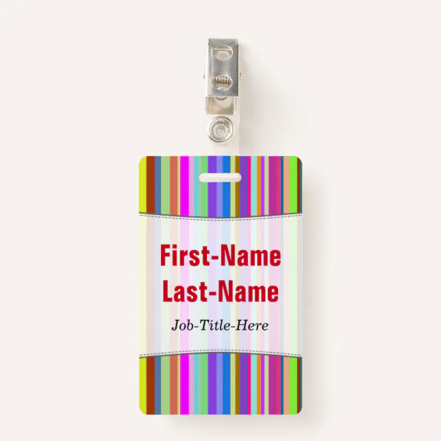 Stripes of Various Colors; Personalized Name Badge | Zazzle