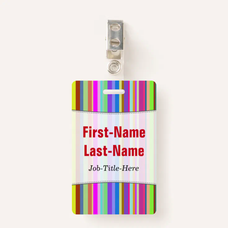 Stripes of Various Colors; Personalized Name Badge | Zazzle