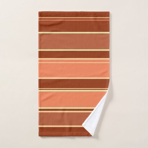 Stripes Tan and Rust Bath Towel Set | Zazzle