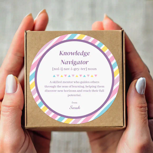 Stripes Teacher Mentor Appreciation Thank You Classic Round Sticker ...