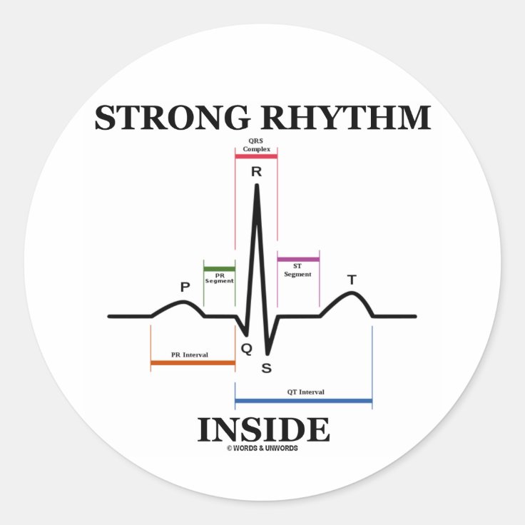 Strong Rhythm Inside (ECG/EKG Heartbeat) Classic Round Sticker | Zazzle