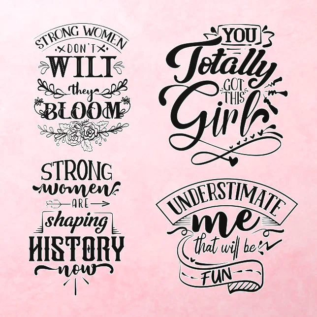 Strong Woman Girl Power quotes Bundle set Wall Decal | Zazzle