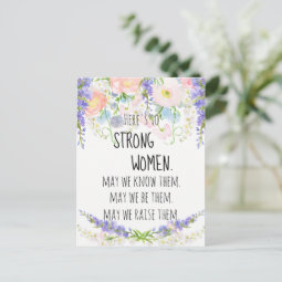 Strong Women Blush Pink Peonies Blue Delphinium Postcard | Zazzle