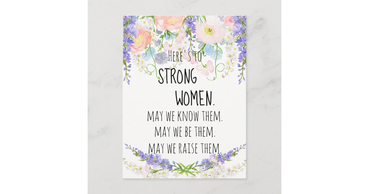Strong Women Blush Pink Peonies Blue Delphinium Postcard | Zazzle