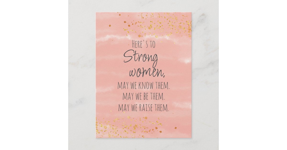 Strong Women Quote Gold Blush Postcard | Zazzle