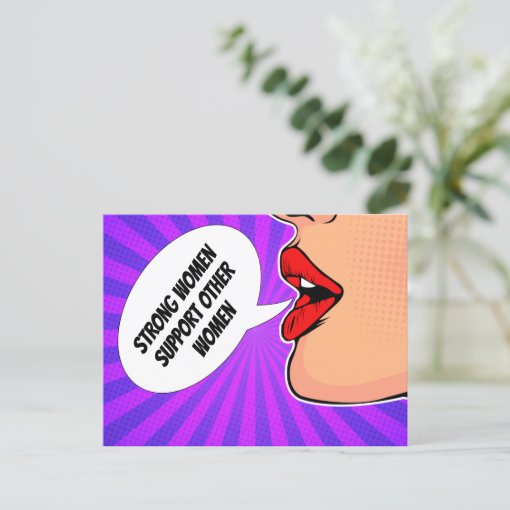 Strong Women Support Each Other Feminist Pop Art Postcard | Zazzle