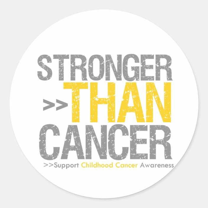 Stronger Than Cancer - Childhood Cancer Classic Round Sticker | Zazzle.com