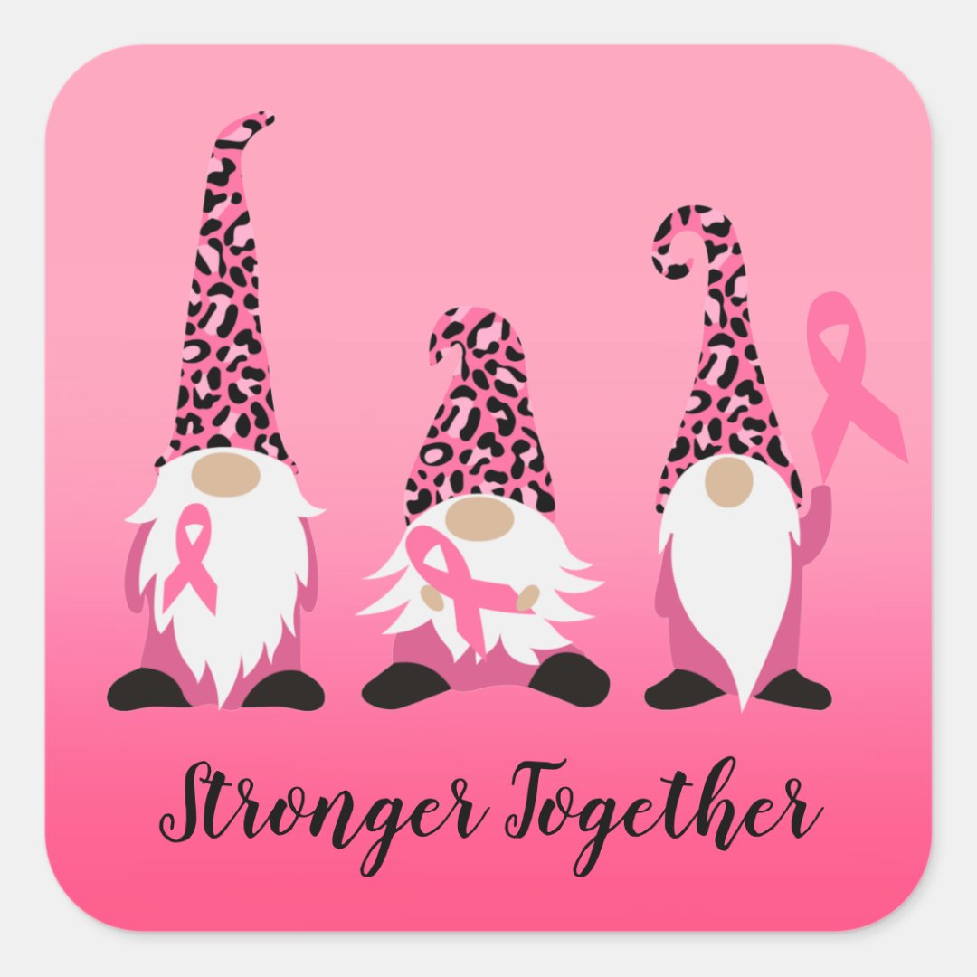 Stronger Together Breast Cancer Pink Ribbon Square Square Sticker | Zazzle