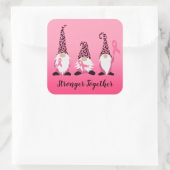Stronger Together Breast Cancer Pink Ribbon Square Square Sticker | Zazzle