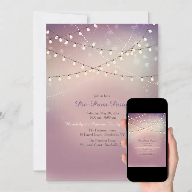 Strung Lights Pre-Prom Party Invitation | Zazzle
