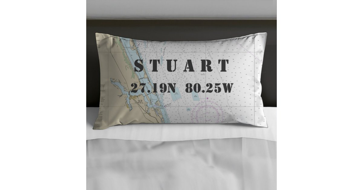 Stuart FL Authentic Nautical Chart ⚓ Pillow Case | Zazzle