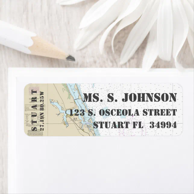 Stuart FL Home Port Nautical Navigation Chart Label | Zazzle