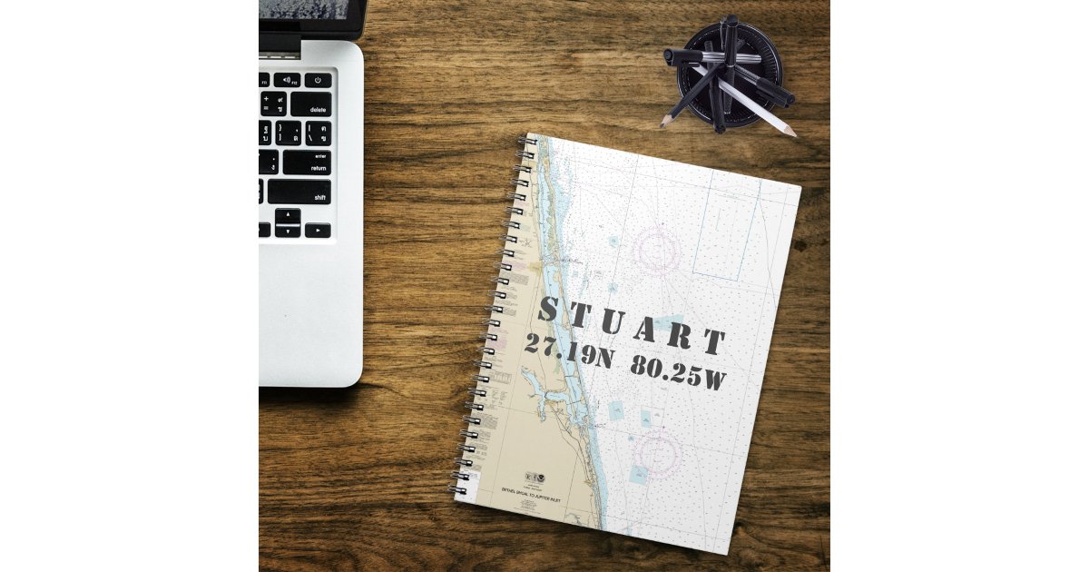 Stuart FL Latitude Longitude Nautical Chart Notebook | Zazzle