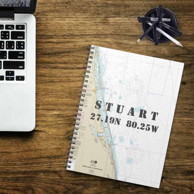 Stuart FL Latitude Longitude Nautical Chart Notebook | Zazzle