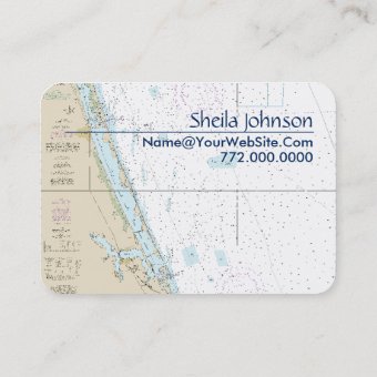 Stuart FL Nautical Chart Clean Fresh Blue Tan Business Card | Zazzle