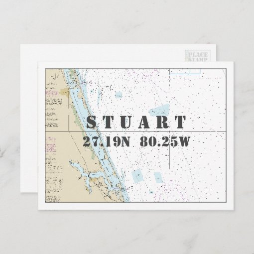Stuart FL Nautical Chart Latitude Longitude Postcard | Zazzle