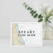 Stuart FL Nautical Chart Latitude Longitude Postcard | Zazzle