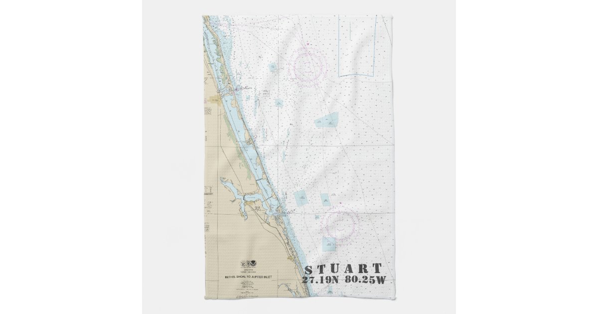 Stuart Florida Nautical Chart Latitude Longitude Kitchen Towel | Zazzle