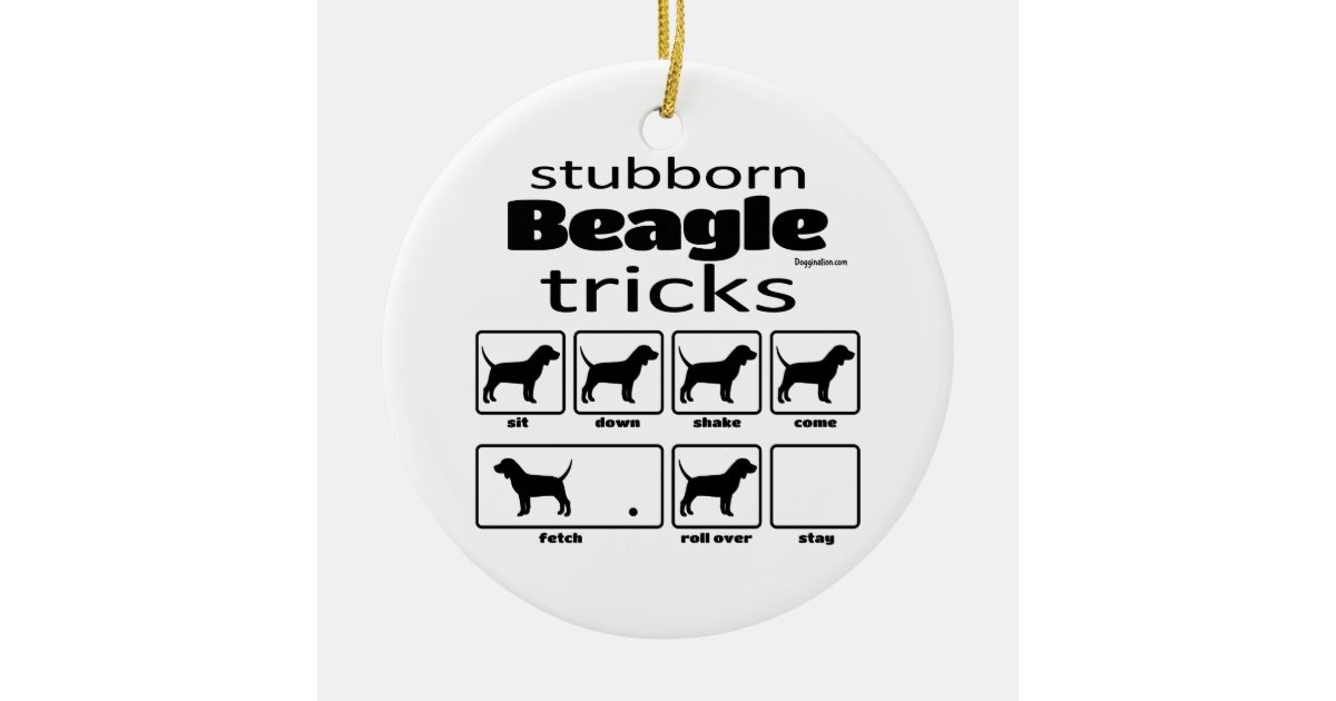 Stubborn Beagle Tricks Ceramic Ornament | Zazzle