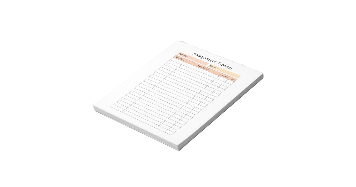 Student Assignment Tracker Notepad | Zazzle