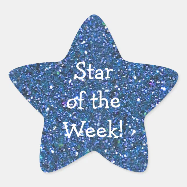 STUDENT BLUE (faux) GLITTER STAR-OF-WEEK STICKERS | Zazzle