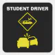 STUDENT DRIVER - CRASH YELLOW SQUARE STICKER | Zazzle