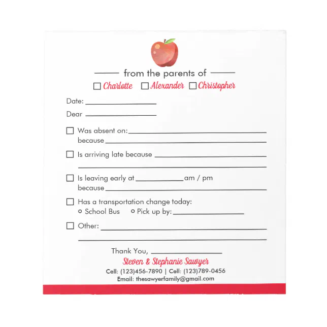Student Excuse Notes for School Notepad | Zazzle