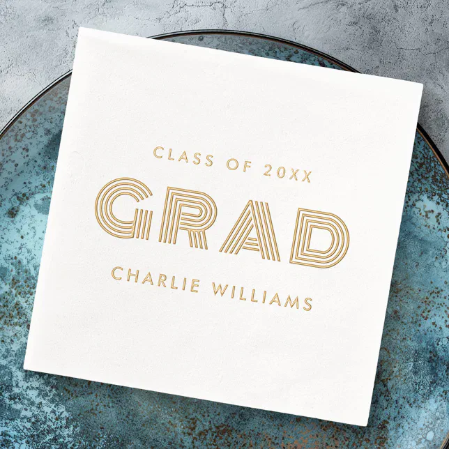 Student graduation Grad name class of year Foil Napkins | Zazzle