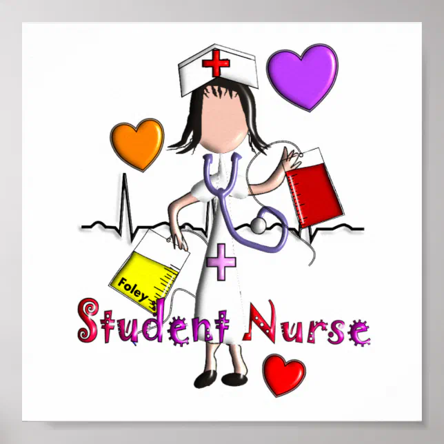 Student Nurse Art Poster-Embossed Style Graphics Poster | Zazzle