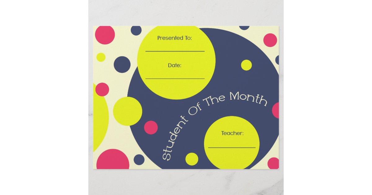 Student of The Month Award Certificate | Zazzle