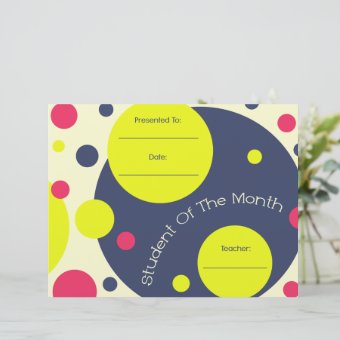 Student of The Month Award Certificate | Zazzle