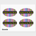 "Student of the Week!" + Stripes of Various Colors Oval Sticker | Zazzle